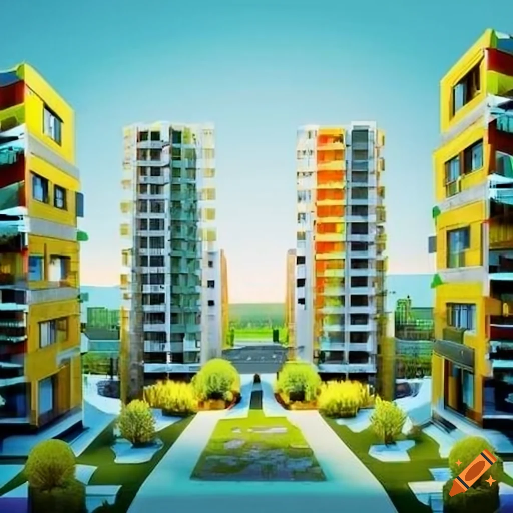 Urban landscape with green spaces for nature and community connection ...