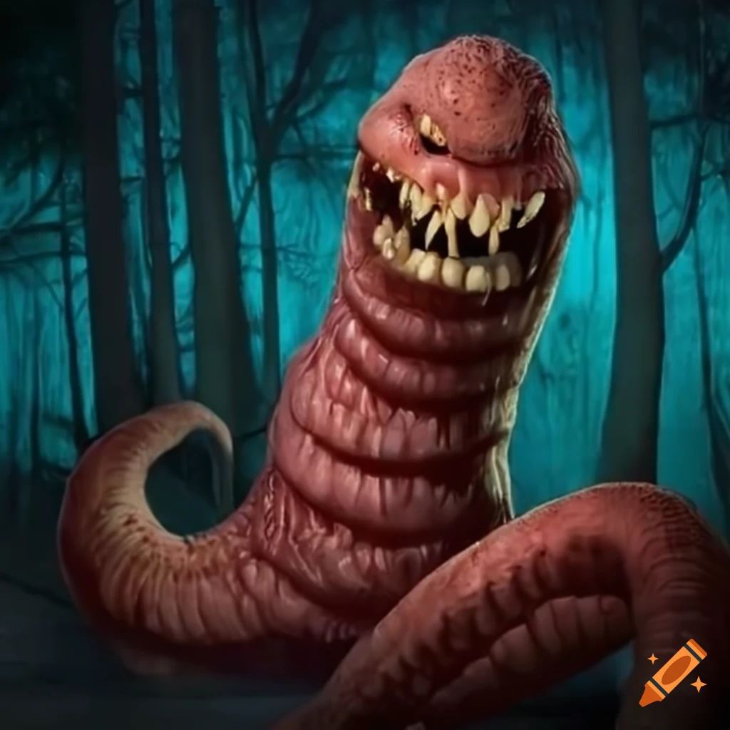Giant worm monster with sharp teeth on Craiyon