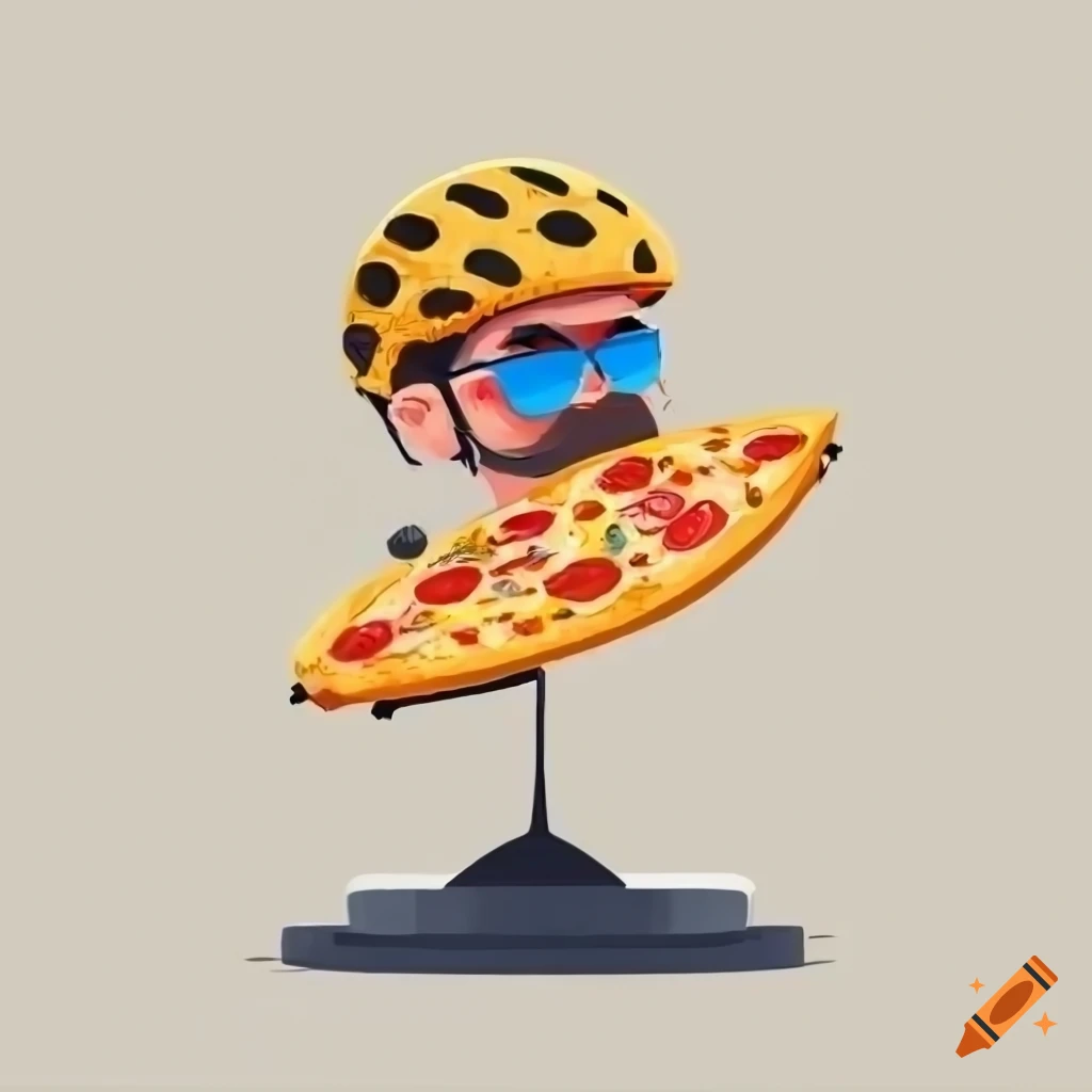 Pro cyclist celebrating with a spinning pizza on the podium in cartoon ...