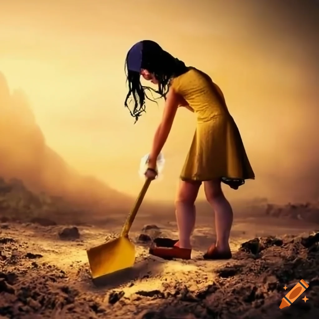 Person digging for gold with a shovel on Craiyon