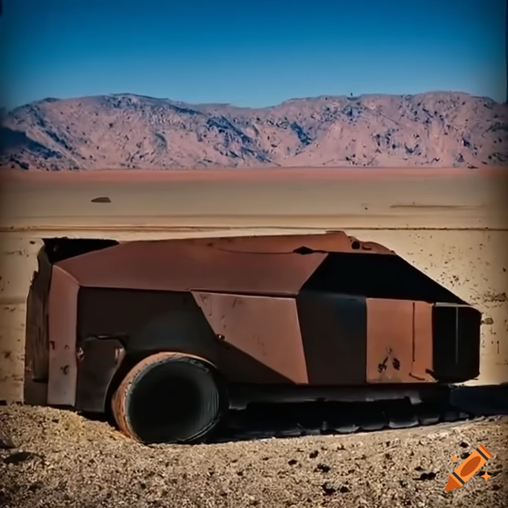Abandoned tesla cybertrucks in the nevada desert on Craiyon