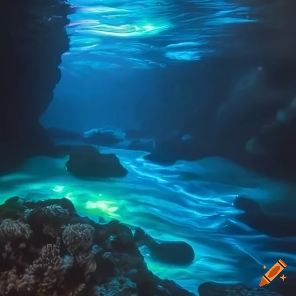 Underwater tapestry of vibrant fish, coral, and mythical creatures with ...