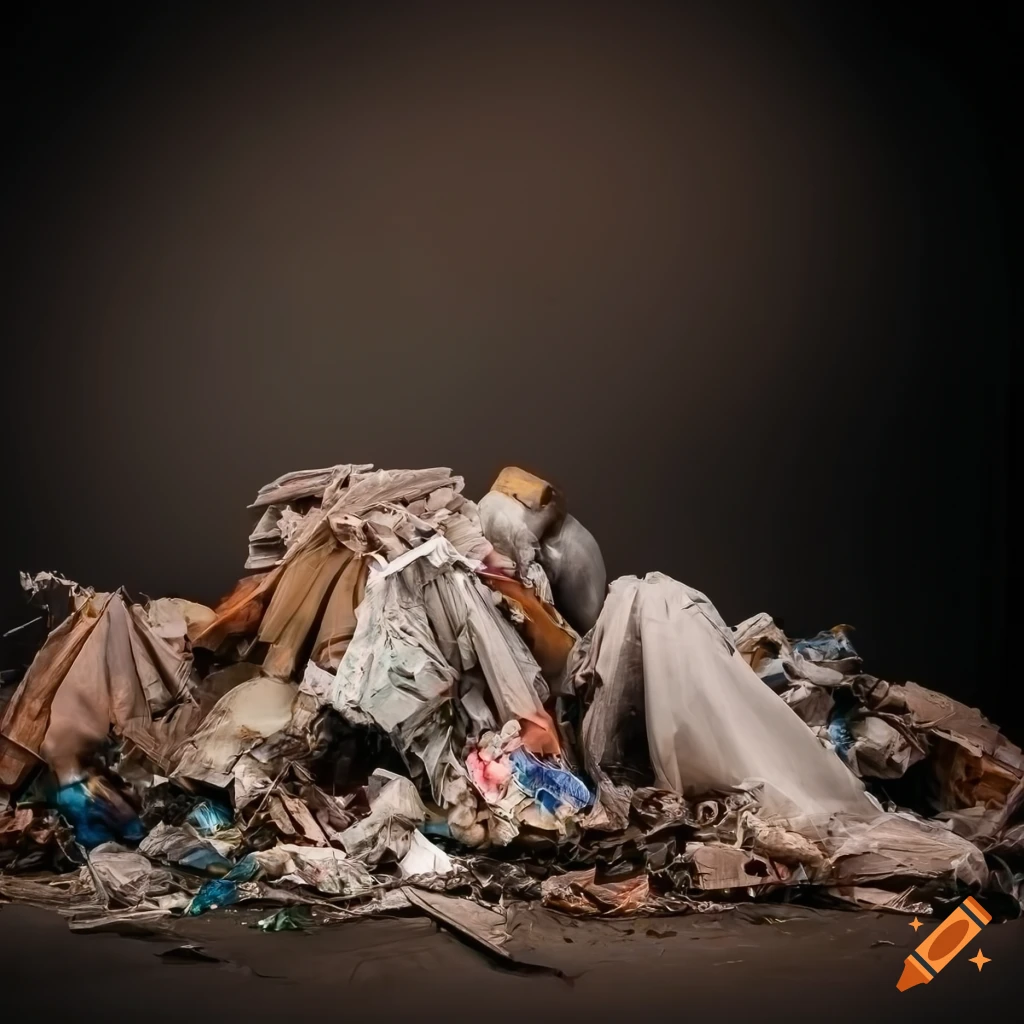 Pile of junk covered with a drapery in a dramatic landscape on Craiyon