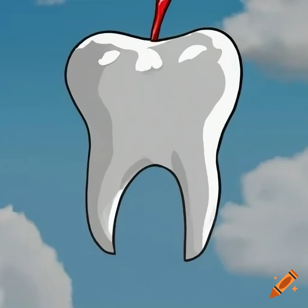 White tooth in fluffy clouds against summer sky on Craiyon