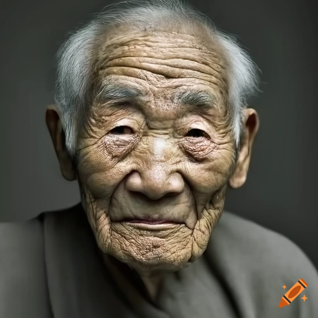 Handsome japanese elderly man with wrinkly arms on Craiyon