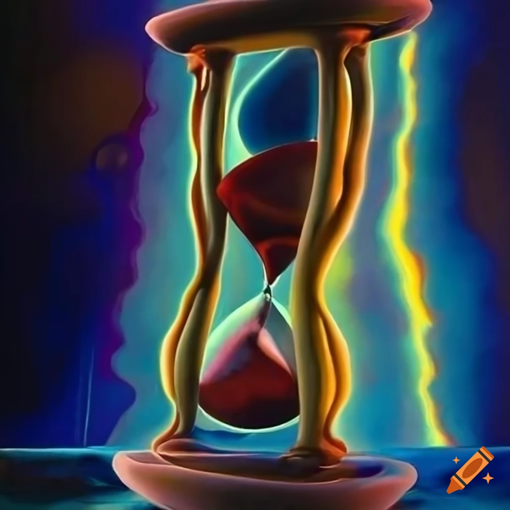 Surreal hourglass with psychedelic cannabis inspired by salvador dali ...