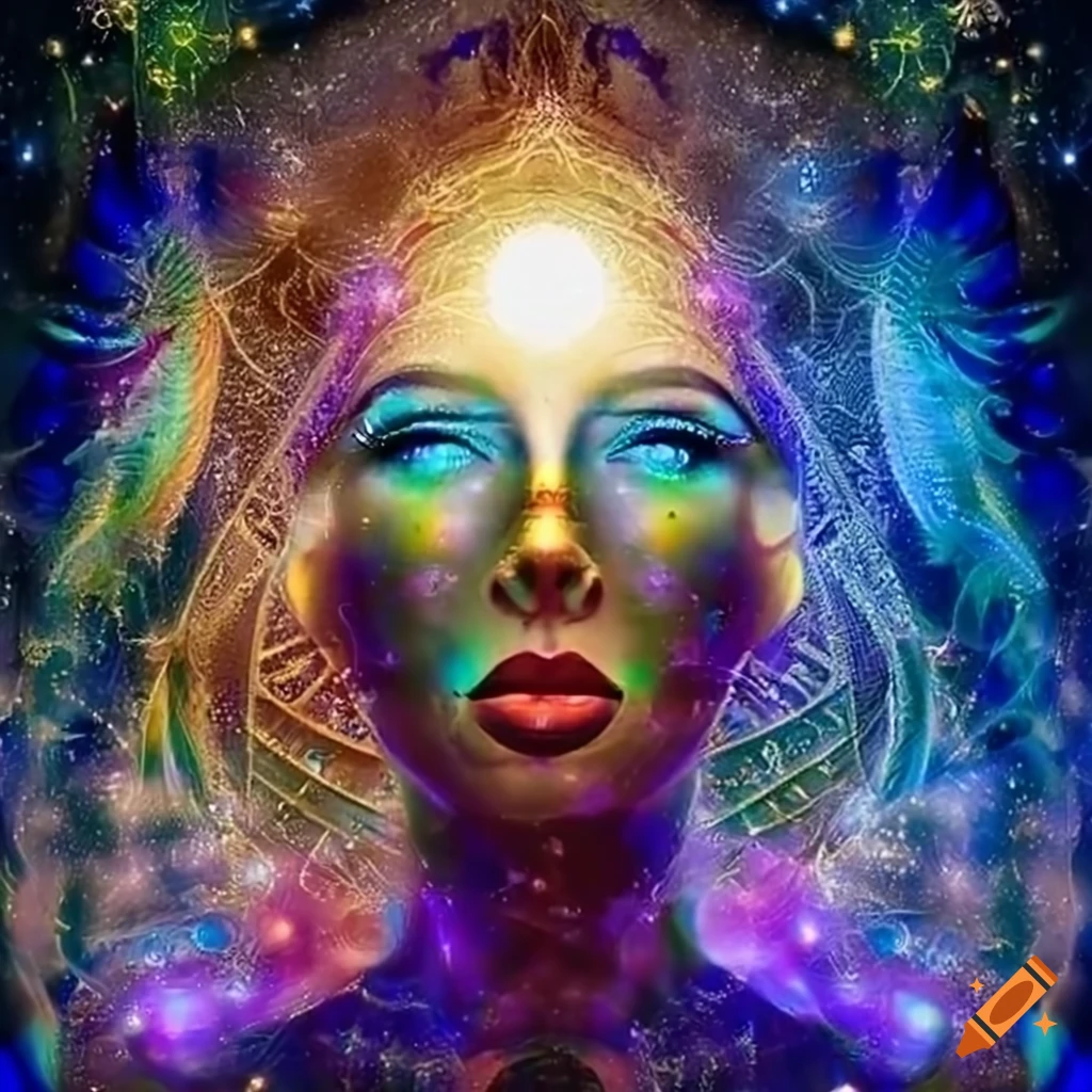 Singing starlight ritual with a dark night shine goddess portrait and ...