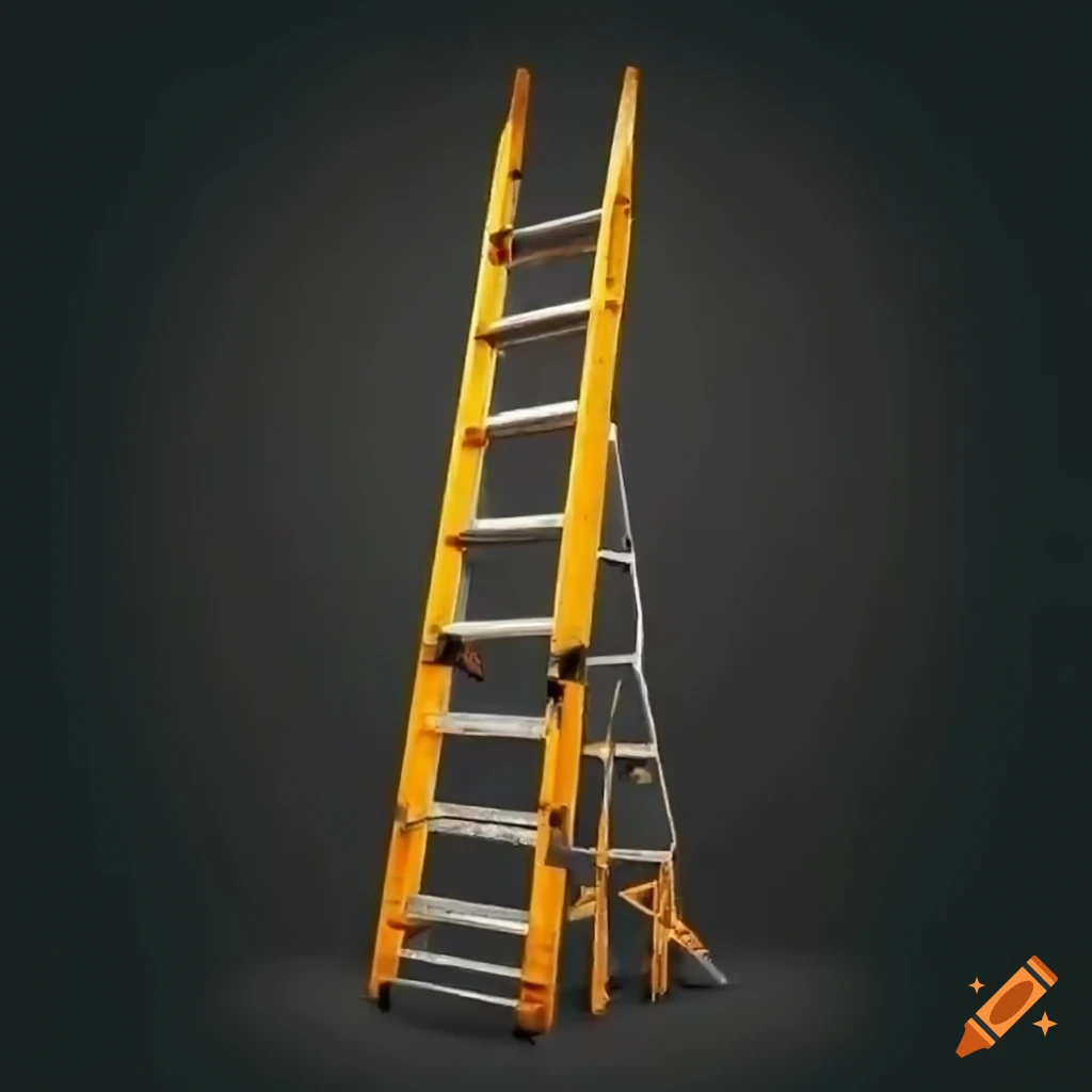 Portable ladders in a construction site setting on Craiyon