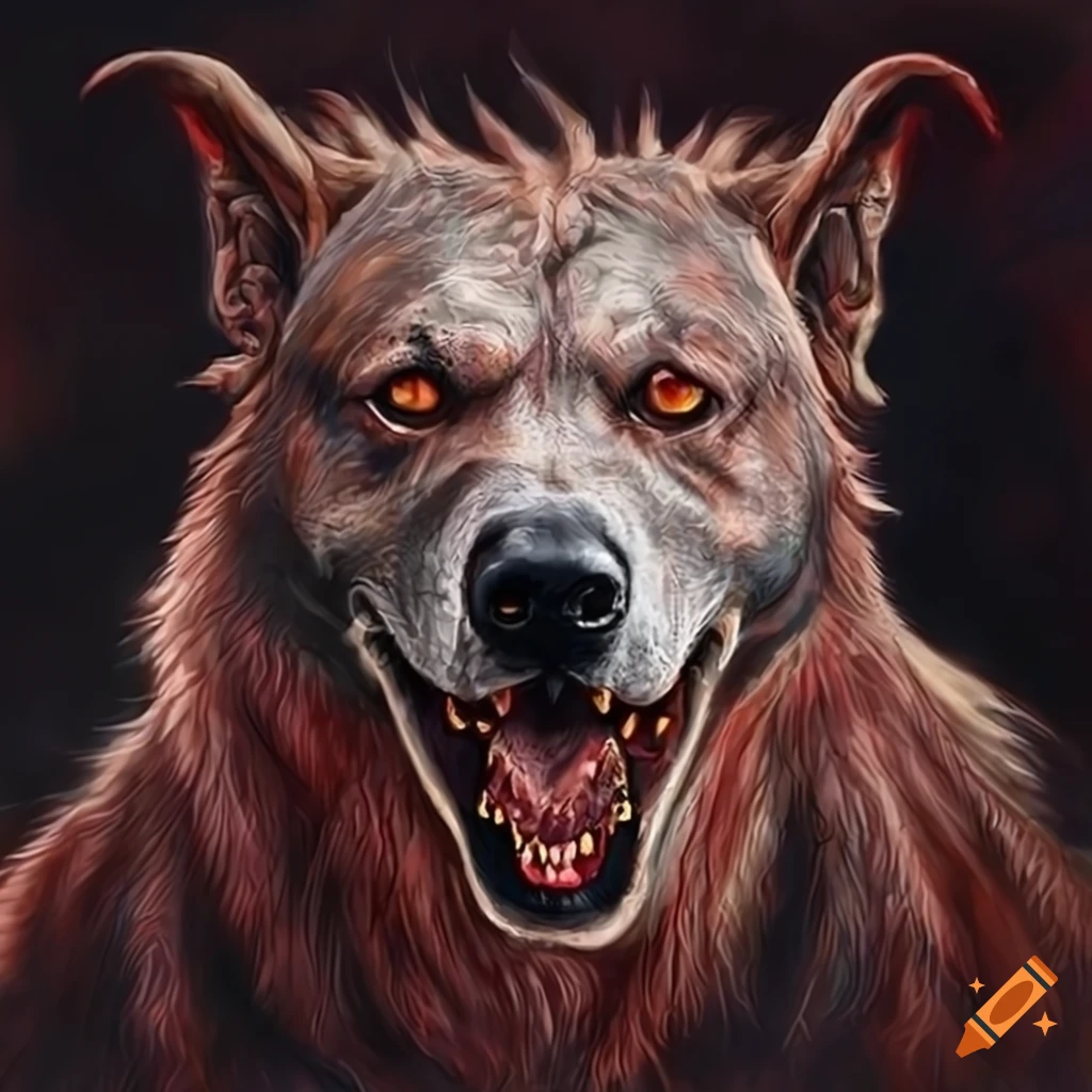 Realistic portrait of a hell hound on Craiyon