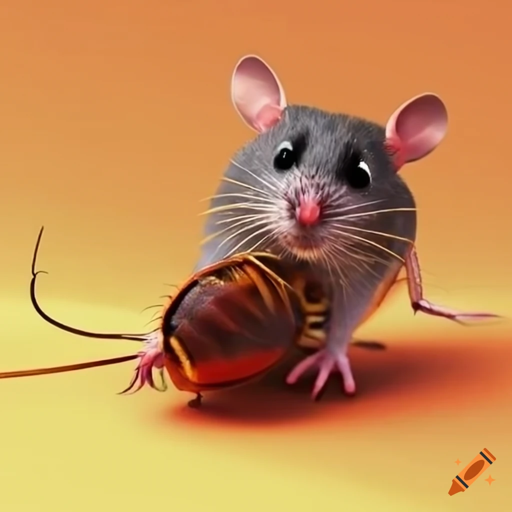 Creative illustration of a rat riding a cockroach on Craiyon