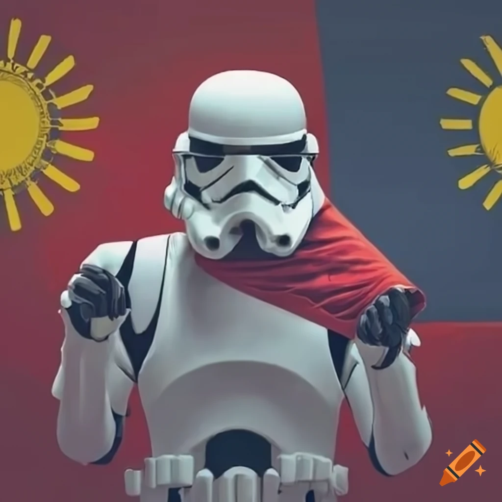 Stormtrooper holding an imperial flag on Craiyon