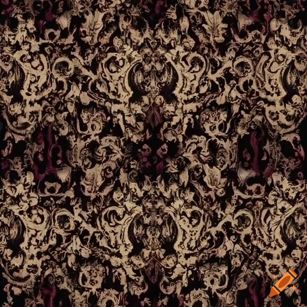 Seamless pattern with Baroque brocade style and metallic threads on Craiyon