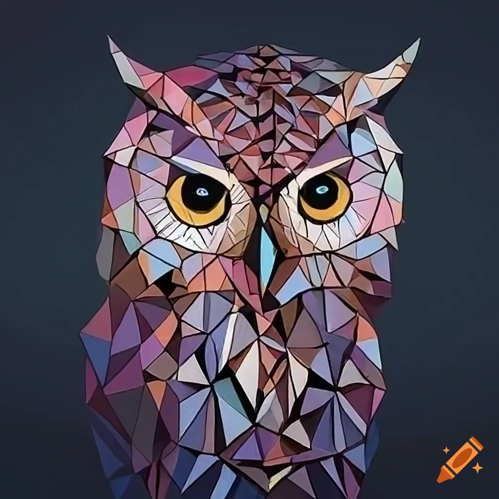 Geometric art owl on Craiyon