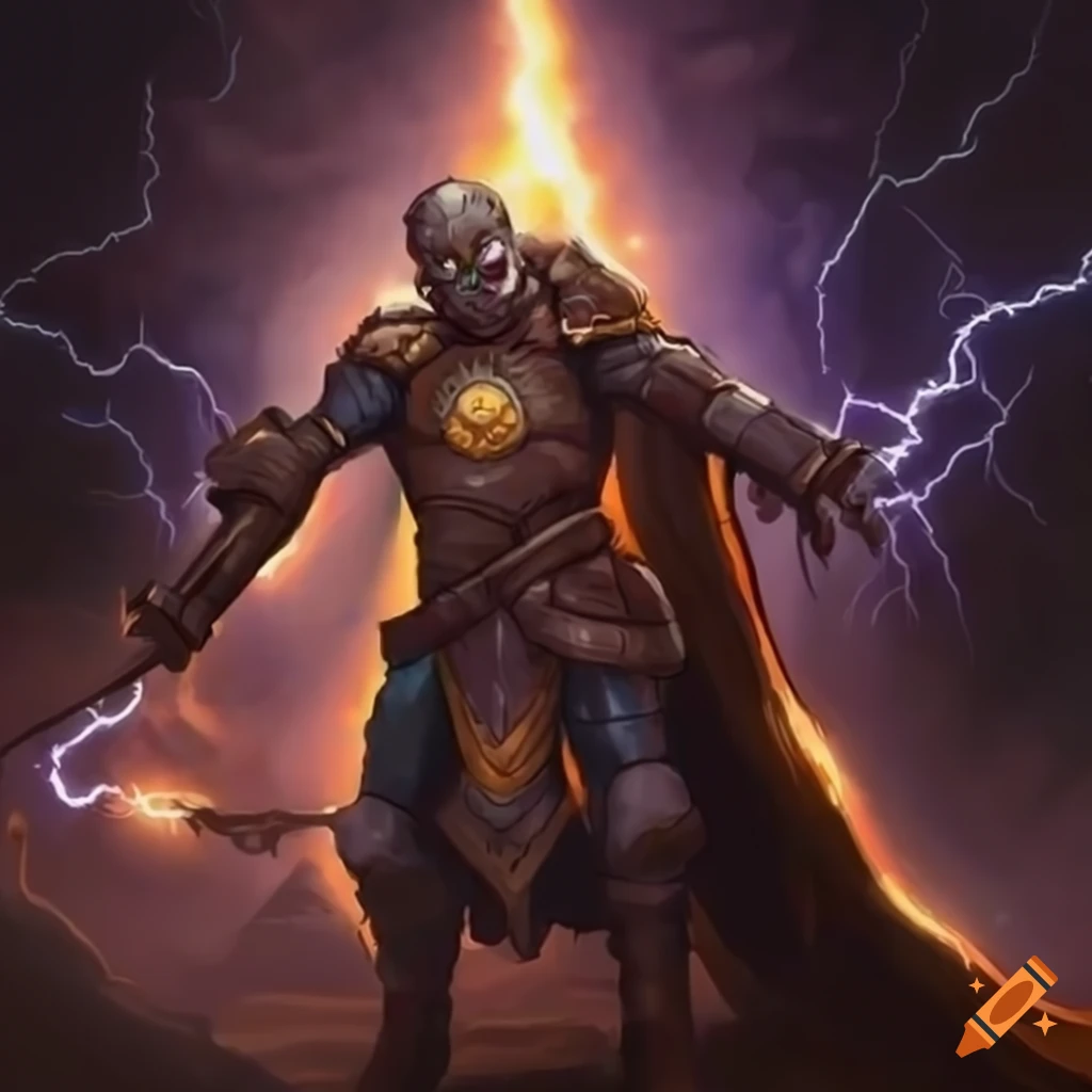 Warforged artificer with a lightning cannon arm and sparks on Craiyon