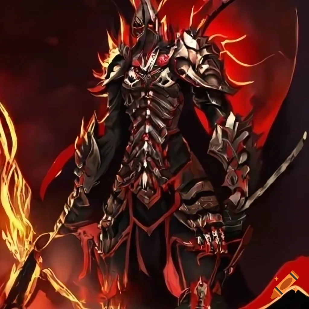 Anime fantasy hunter with black short hair and bat wing colossal armor ...