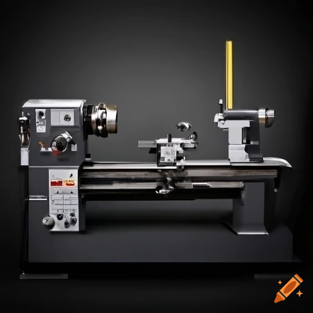 Lathe machine with manual control in a manufacturing industry setting ...