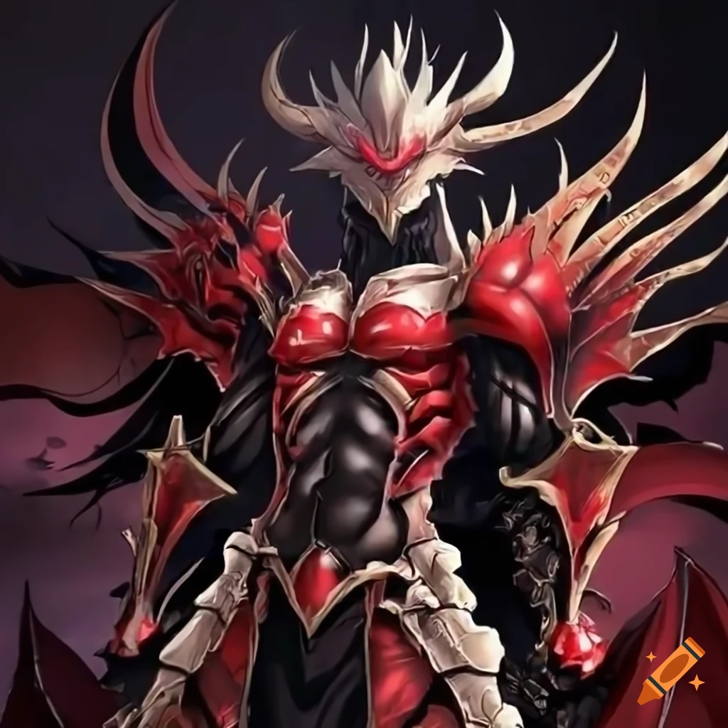Anime fantasy hunter with black short hair and bat wing colossal armor ...