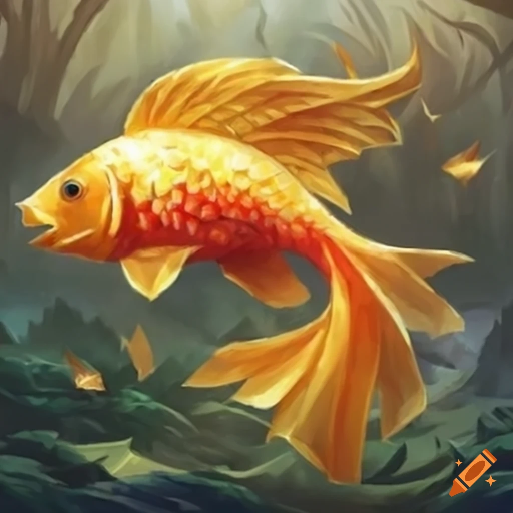 Fantasy art of a gold fish inspired by league of legends on Craiyon