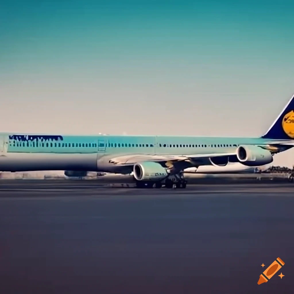 Lufthansa Airbus A340-600 with retro livery taking off on Craiyon
