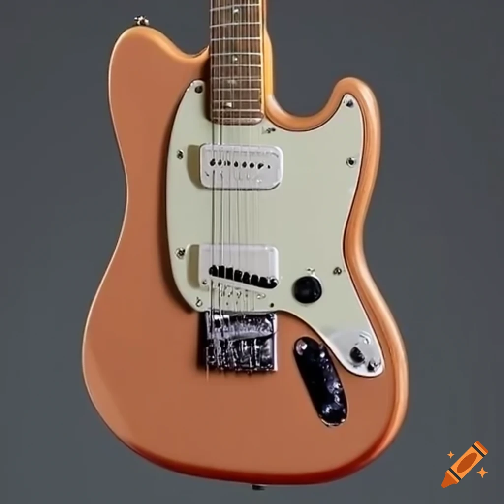 Hybrid guitar combining fender mustang and telecaster designs on Craiyon