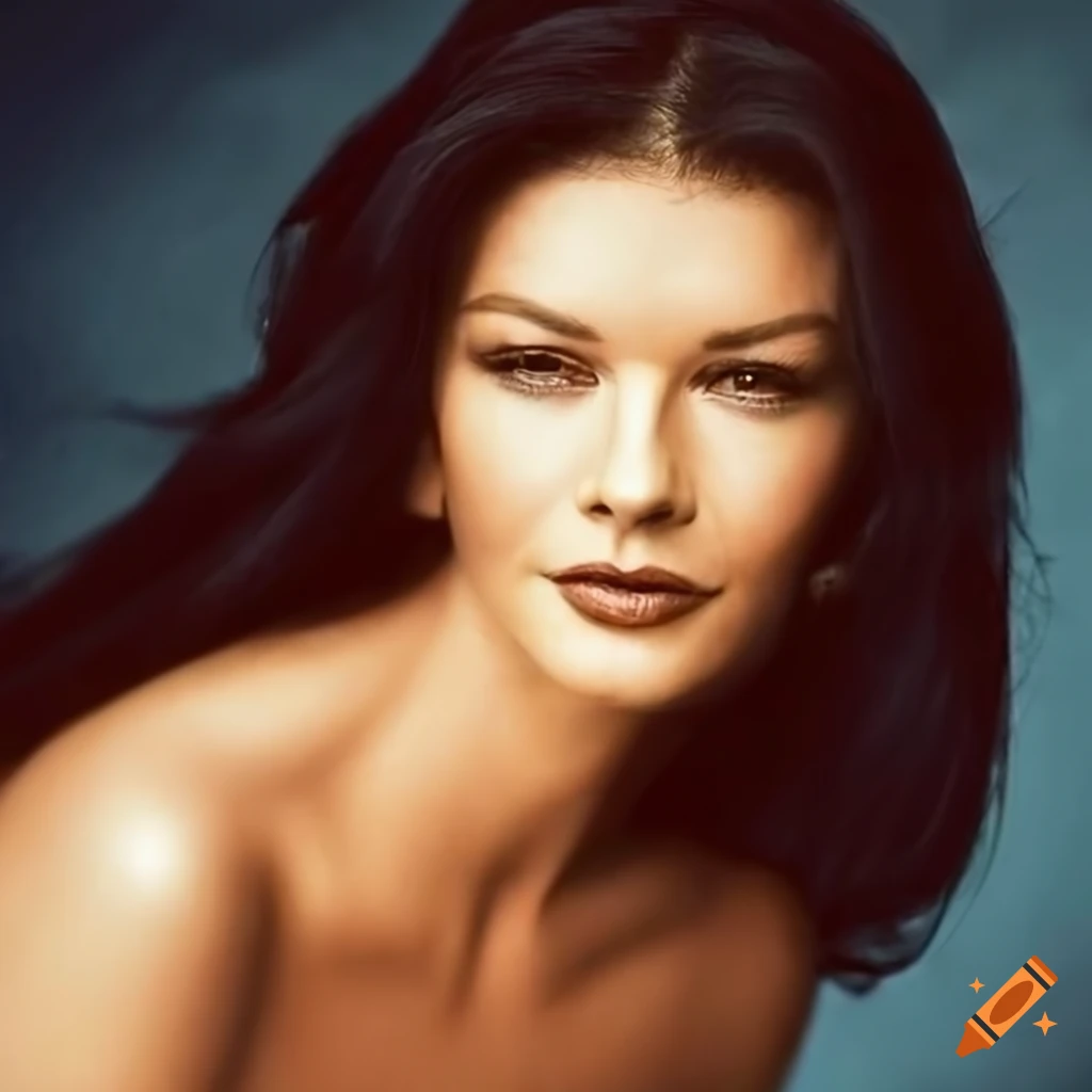 Portrait of Catherine Zeta Jones with distinctive facial features and ...