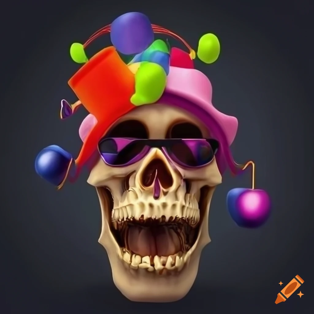 Colorful collection of creative 3d skulls characters with unique hats ...