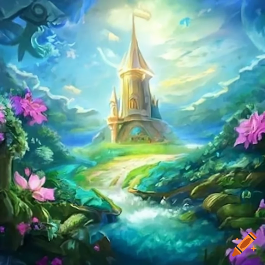 Fairy castle with blooming windows in a fantasy setting on Craiyon