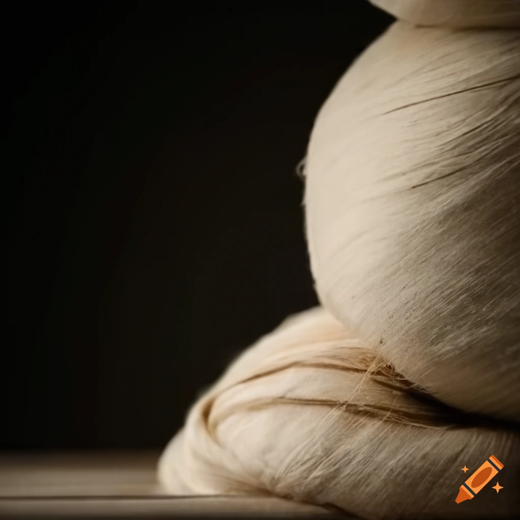 Combed natural linen fibers before spinning on Craiyon