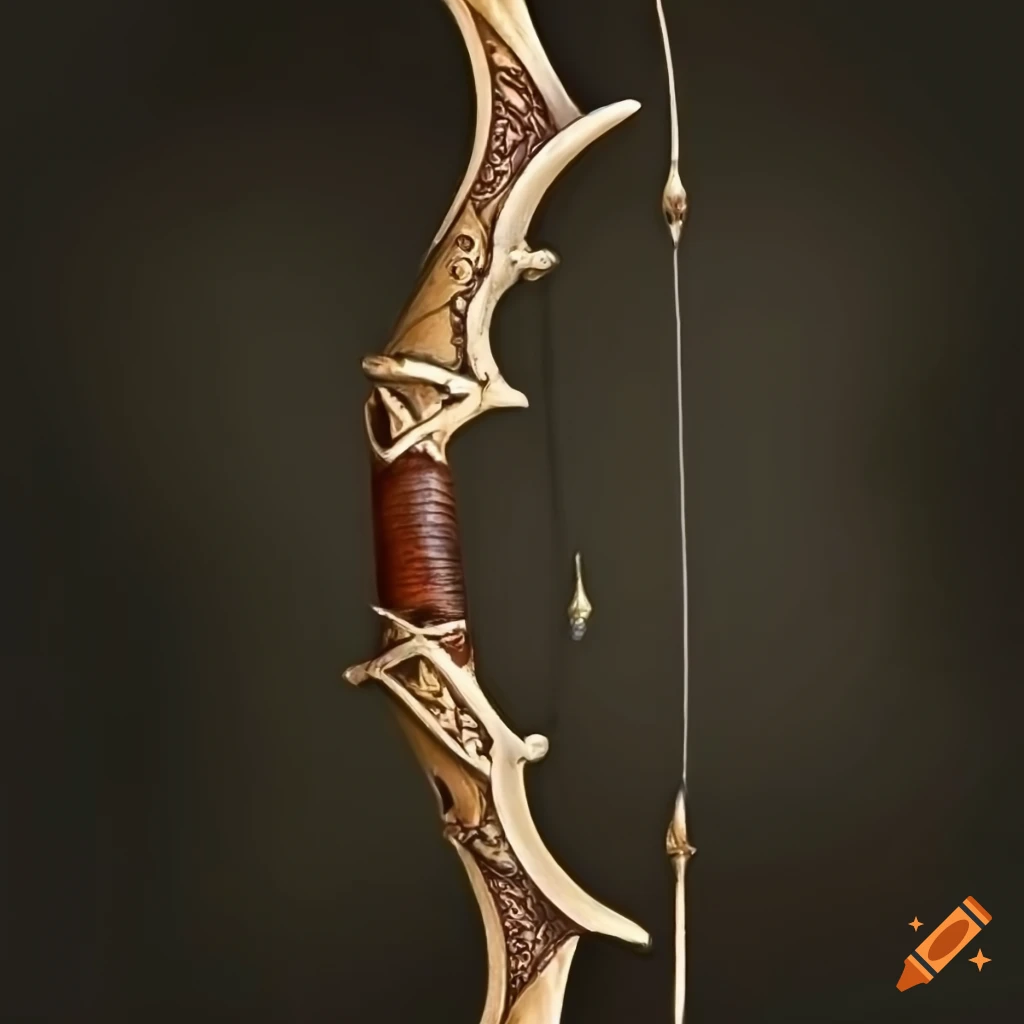 Elven bow with ornate dagger and razor edges on Craiyon