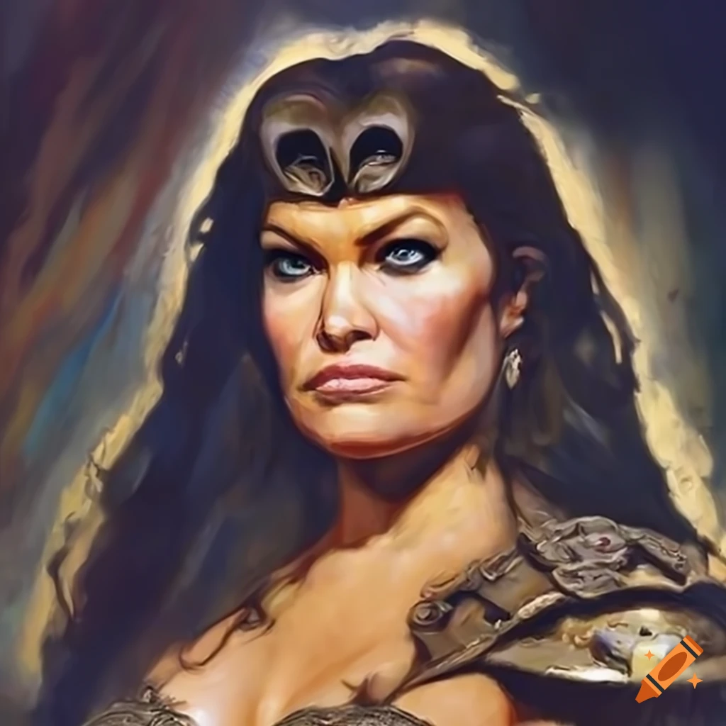 High resolution portrait of Xena warrior Princess in Frank Frazetta ...