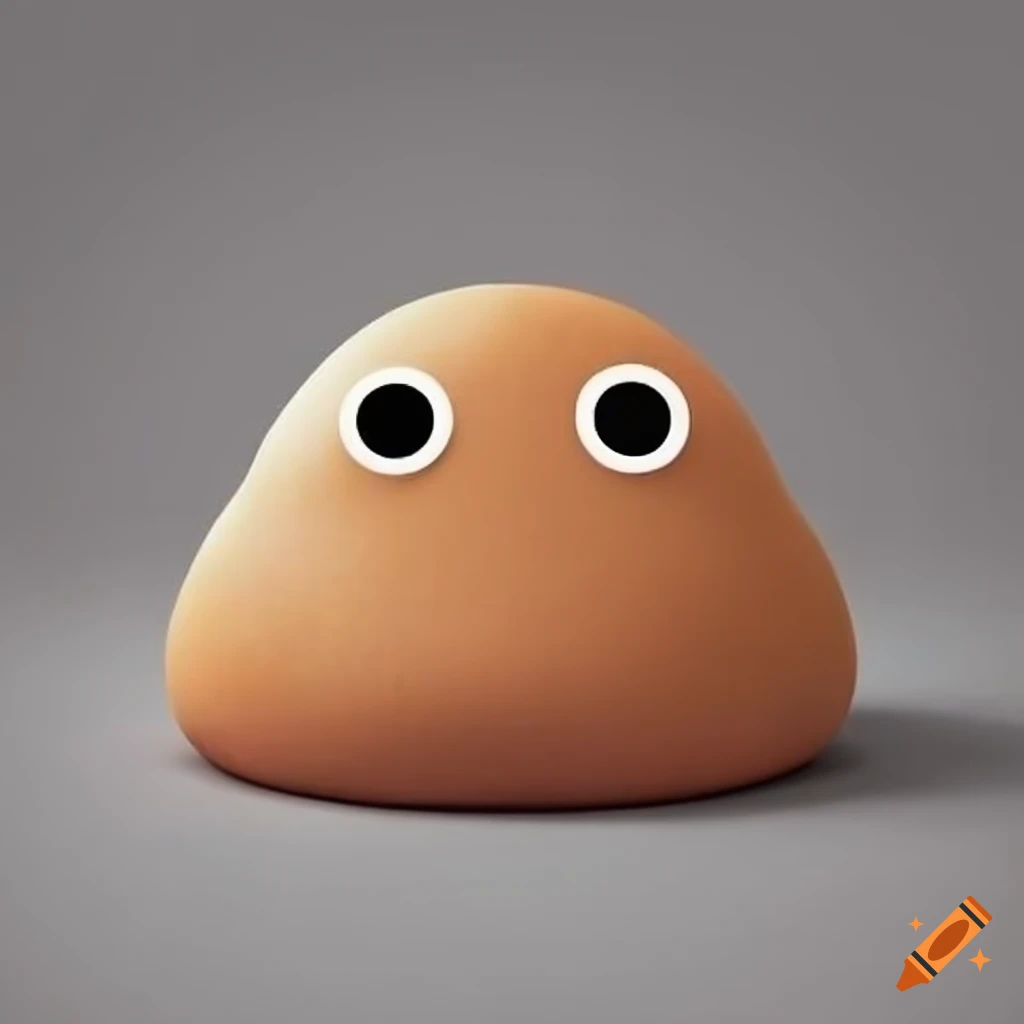 Playful pou character with legs on Craiyon