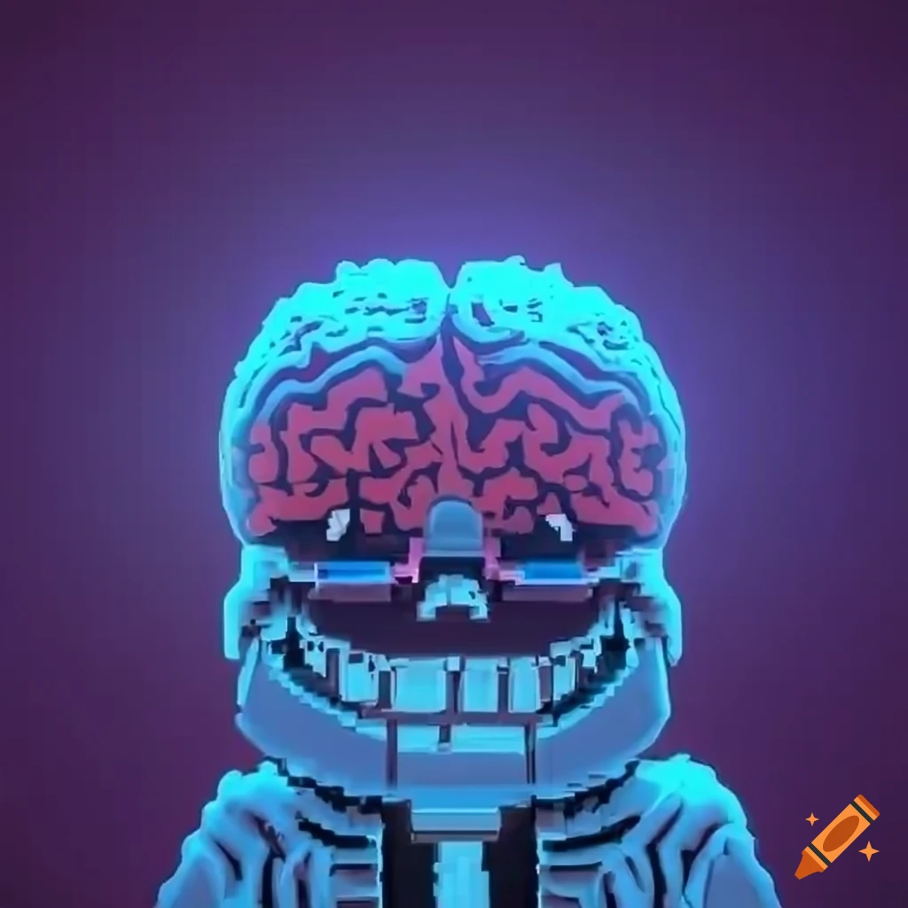 3d sans undertale inside a human brain on Craiyon