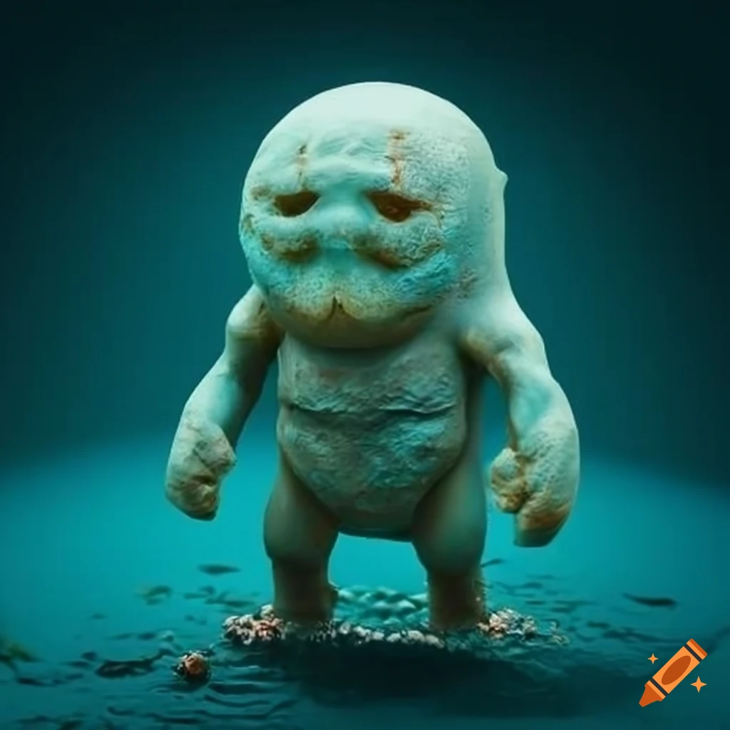Small sand golem creature resembling a fish in a sea setting on Craiyon