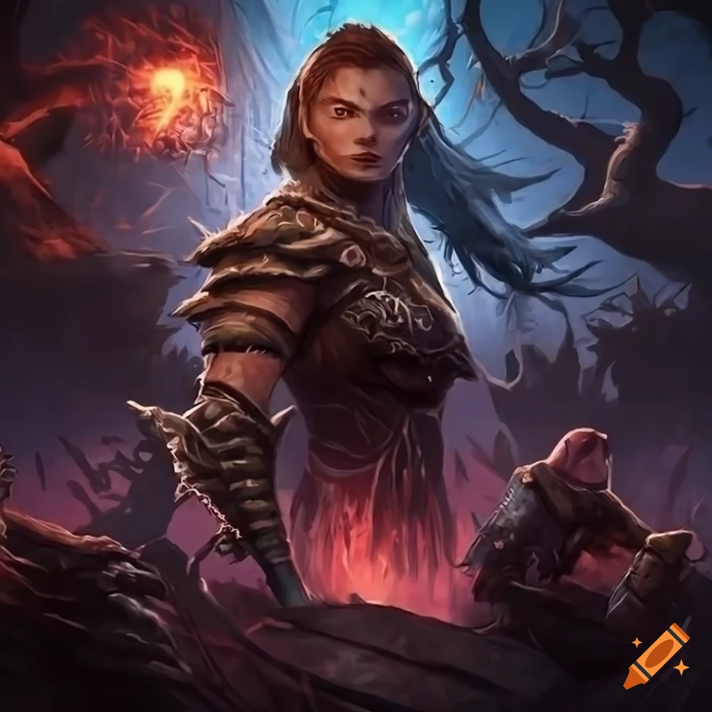 Last epoch game wallpaper showcasing classes and creatures on Craiyon