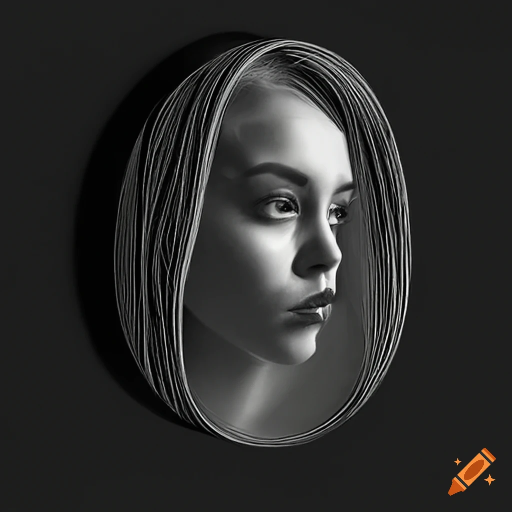 Mesmerizing optical illusion artwork with fragments of a woman's face and infinite reflections ...