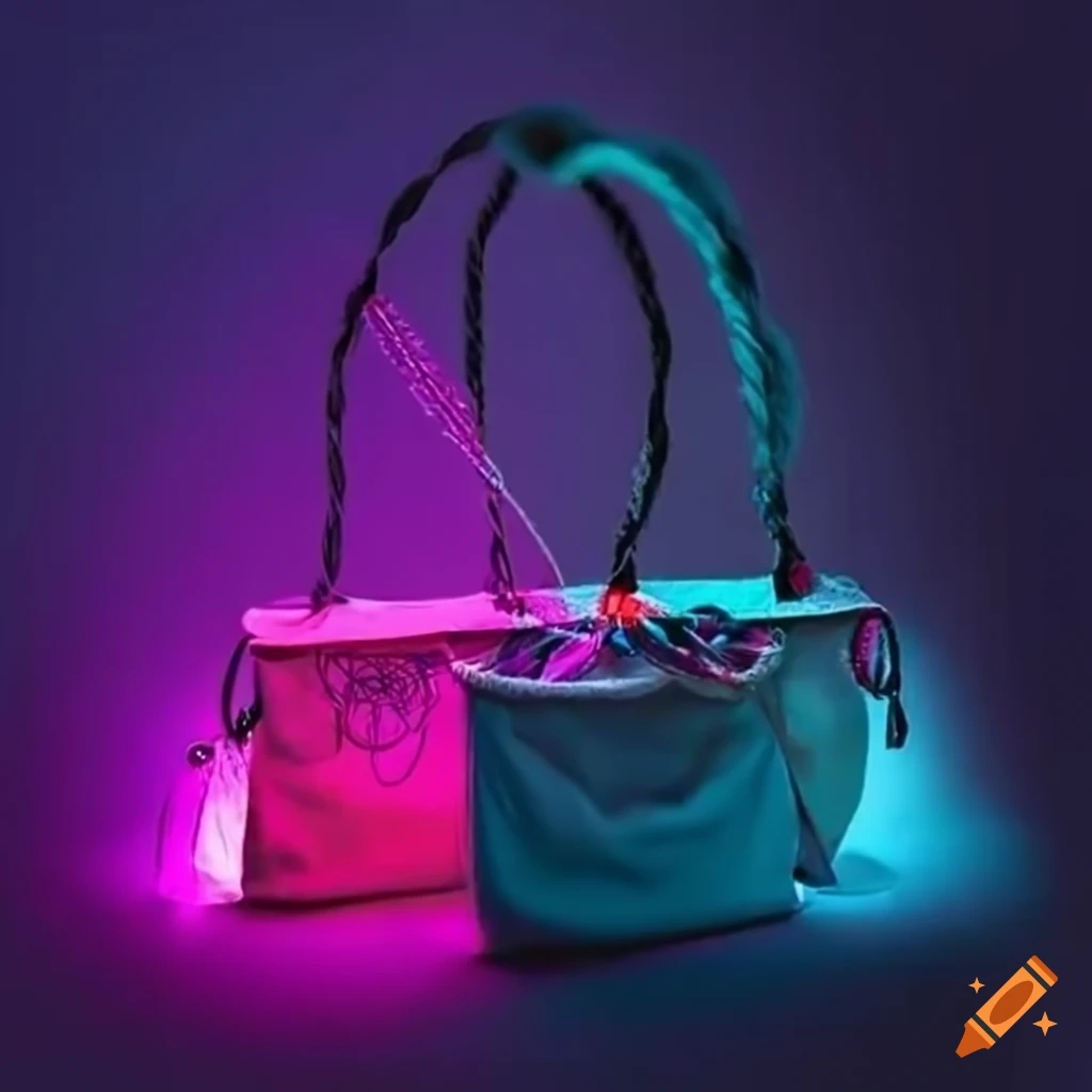 Bag made of rope with light effects on Craiyon