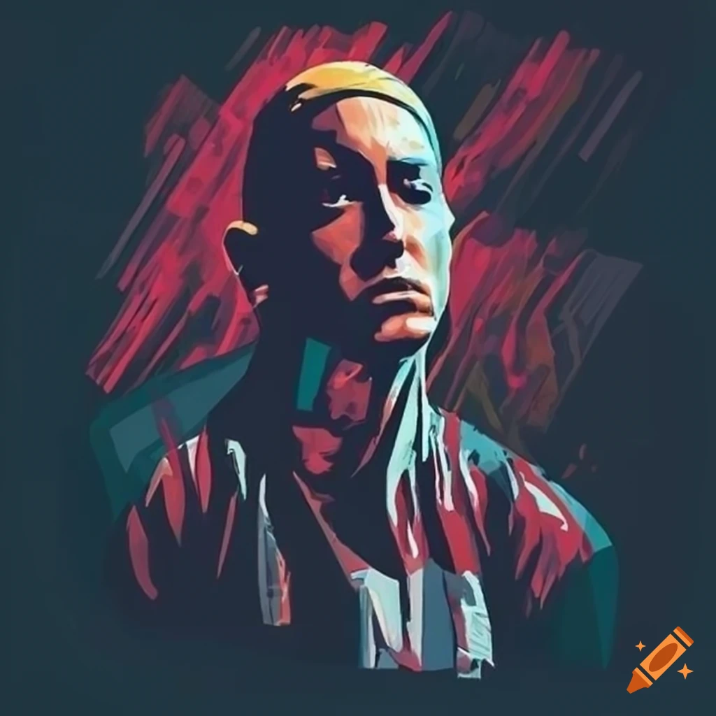Graphic illustration of Eminem's famous music album cover on Craiyon