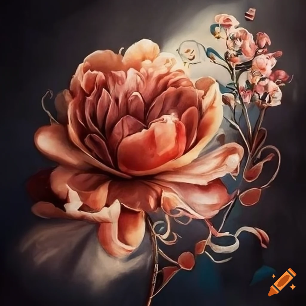 Floral artwork with poetic 'Mary' calligraphy on Craiyon