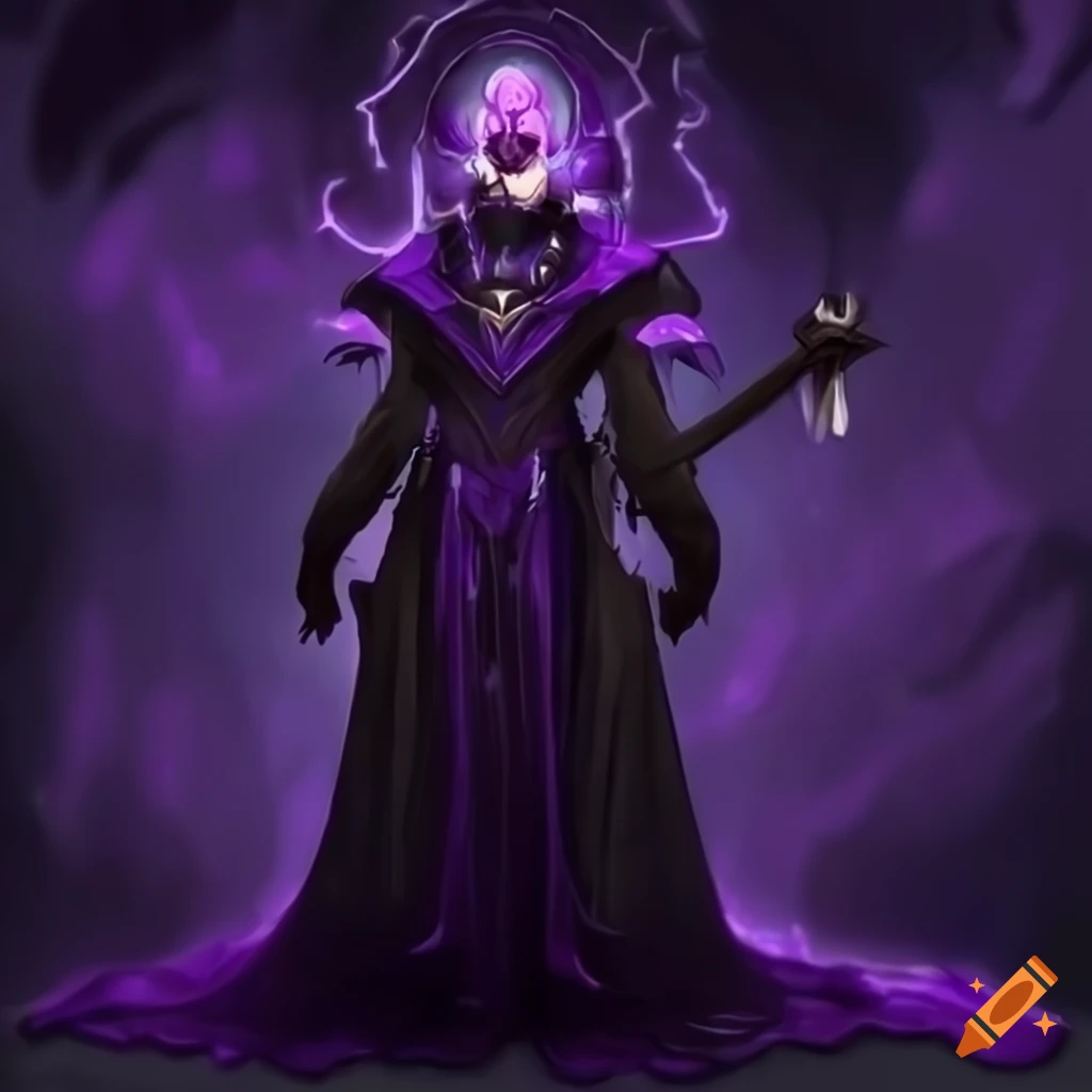 Purple and black shadow priest character on Craiyon