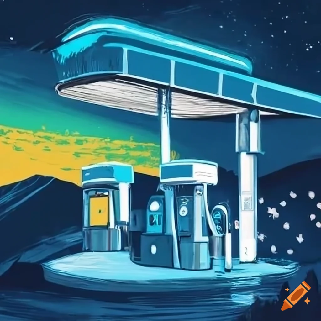 Gas station in outer space on Craiyon