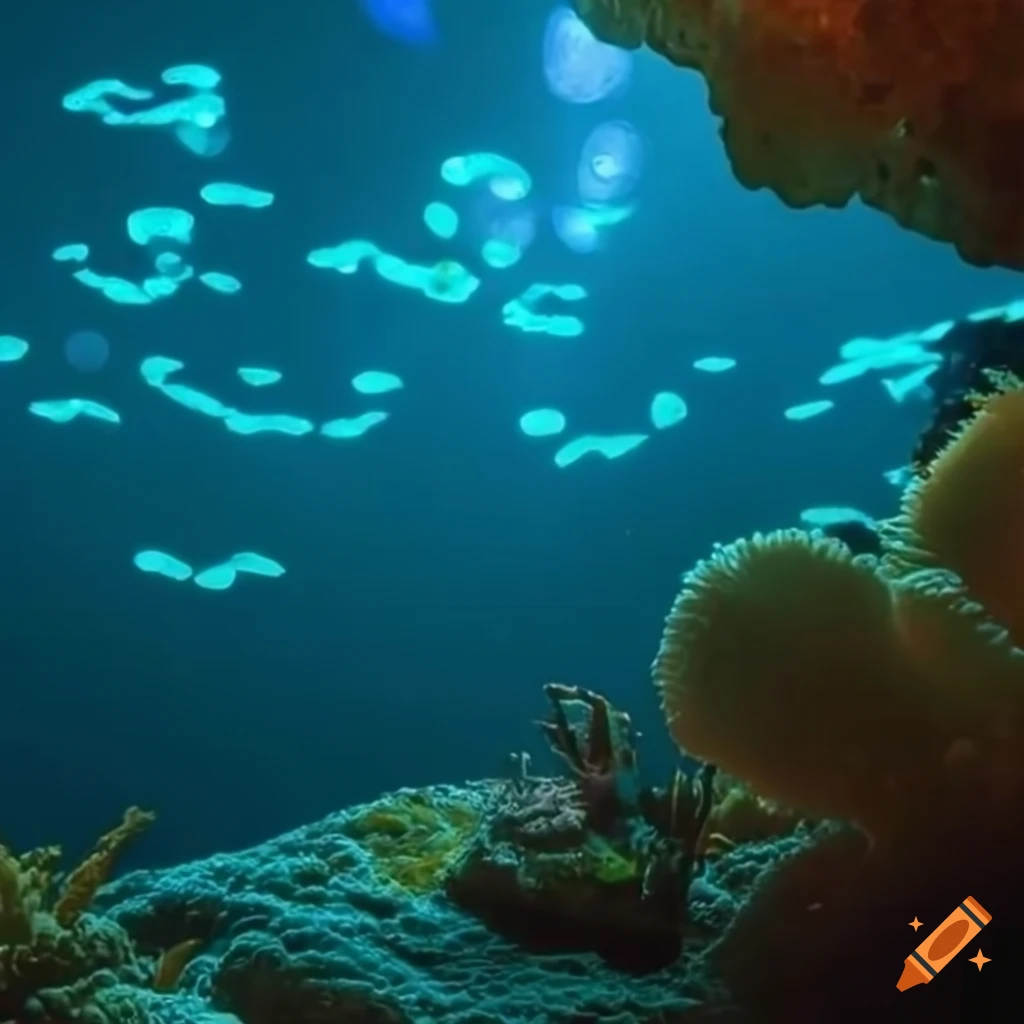 Underwater tapestry of vibrant fish, coral, and mythical creatures with ...