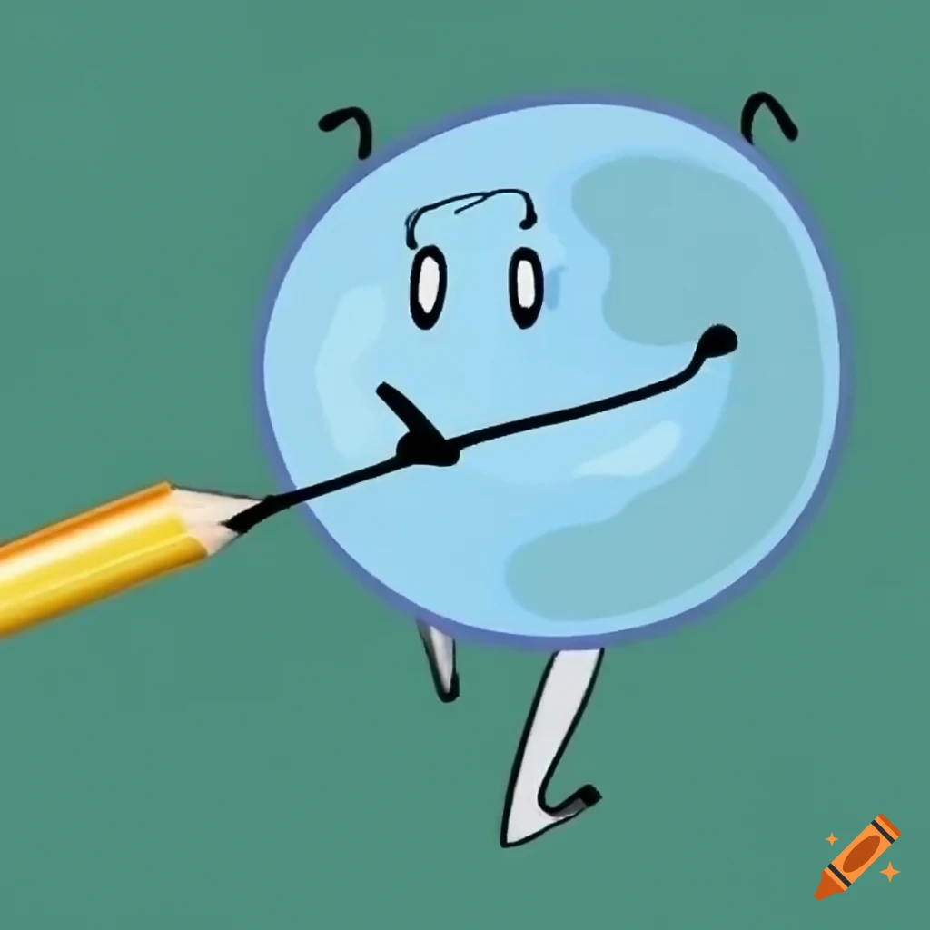 Bubble being popped by a pencil from bfdi on Craiyon