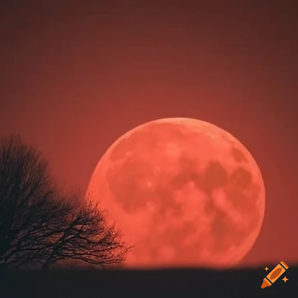 Red moon shining over the english countryside on Craiyon