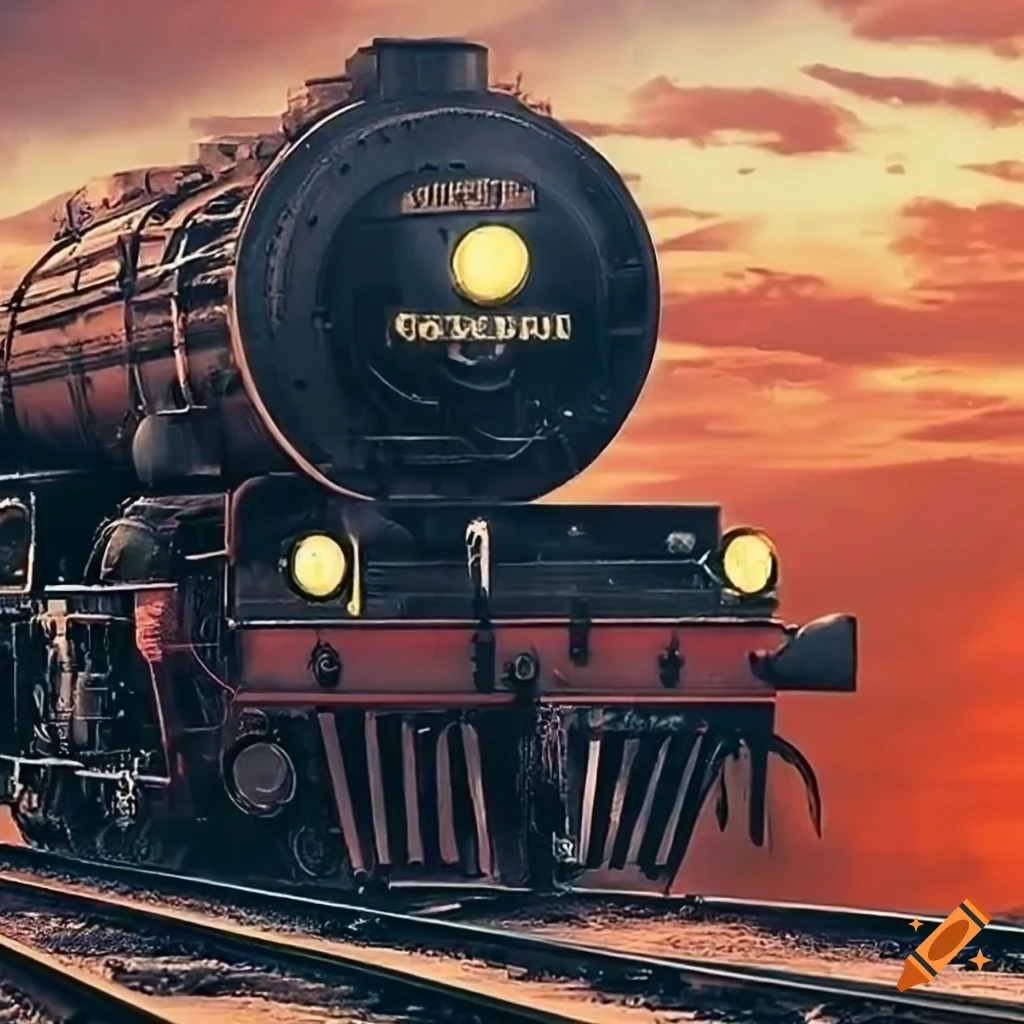 Motivational steam locomotive poster with the word 'Momentum' on Craiyon