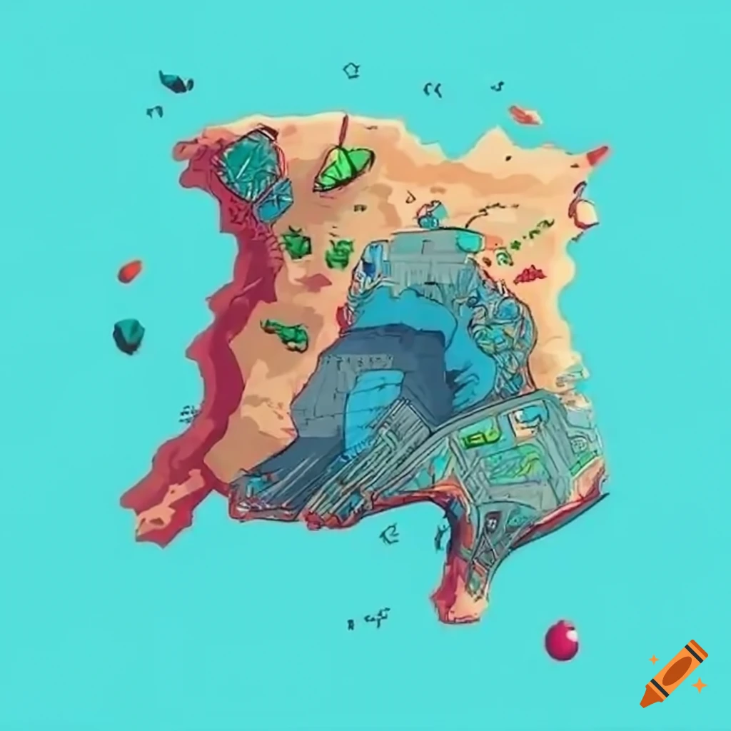 Fornite chapter 10 map with locations on Craiyon