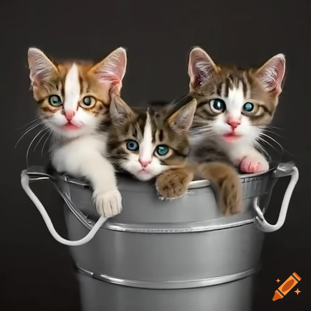 Bucket full of cute kittens on Craiyon