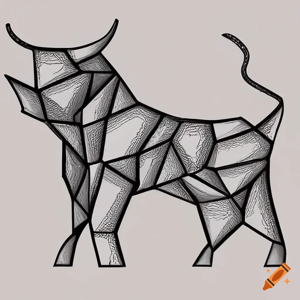Modern bull sculpture with geometric design on Craiyon