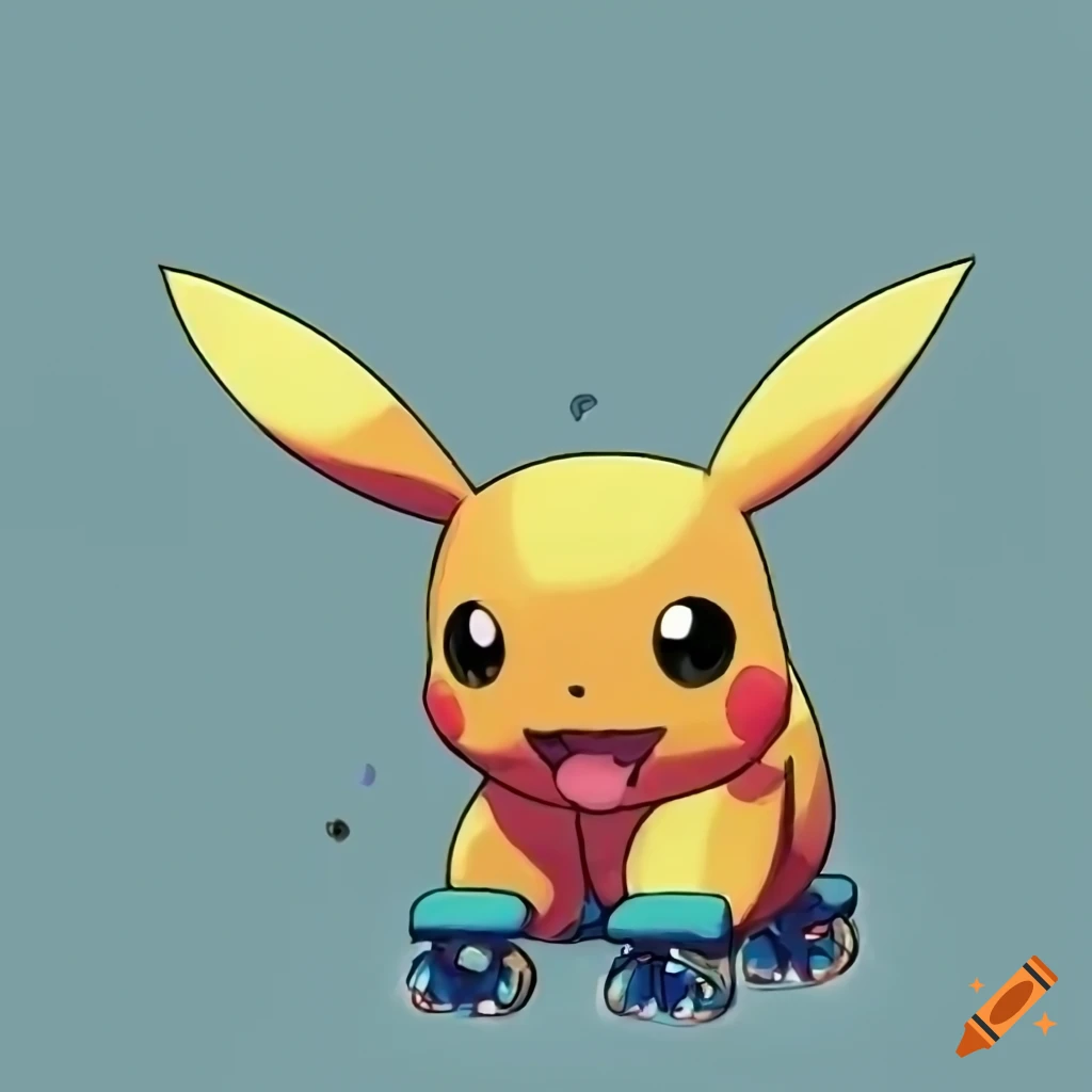 Pokemon wearing rollerskates on Craiyon