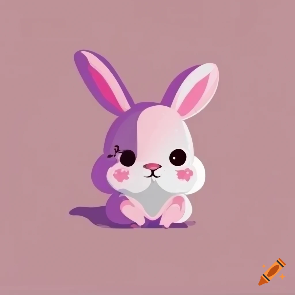 Pink cute bunny logo on white background on Craiyon