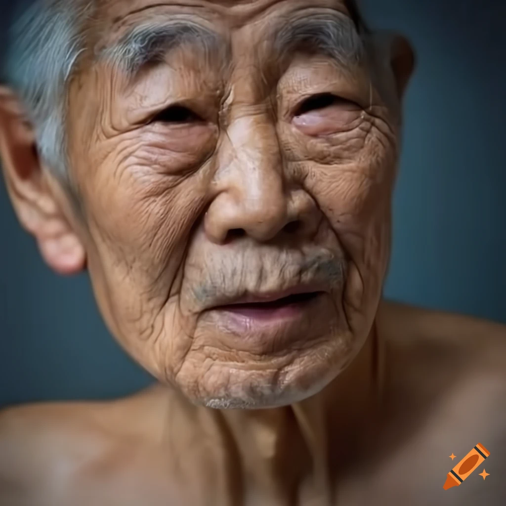 Handsome 90-year-old japanese elderly man in an onsen on Craiyon